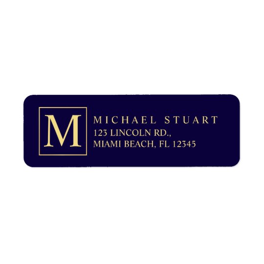 Navy Blue and Gold Elegant Monogram Label | Zazzle.com