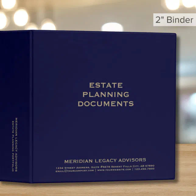 Navy Blue and Gold Estate Planning Binder | Zazzle
