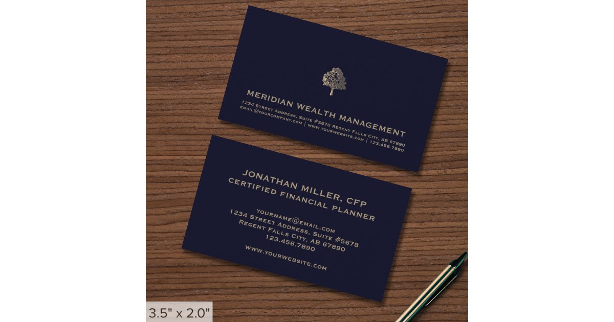 Navy Blue and Gold Financial Planner Business Card | Zazzle