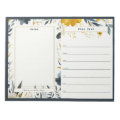Navy Blue and Gold Floral Weekly Calendar Notepad | Zazzle
