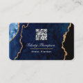 Navy Blue and Gold Geode Agate Stone QR Code Business Card | Zazzle