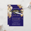 Navy Blue and Gold Graduate Cap Graduation Party Invitation | Zazzle