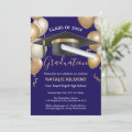 Navy Blue and Gold Graduate Cap Graduation Party Invitation | Zazzle
