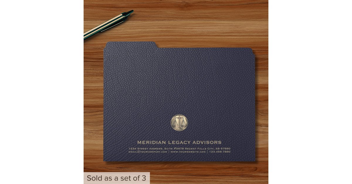 Navy Blue and Gold Justice Scale File Folders | Zazzle