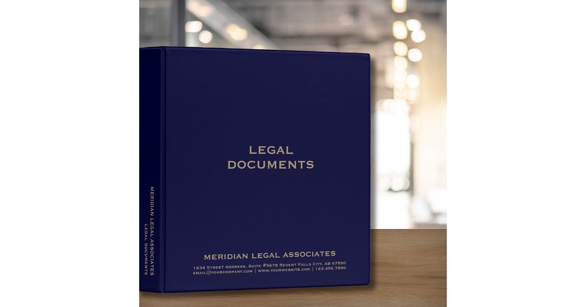 Navy Blue and Gold Legal Documents Binder | Zazzle