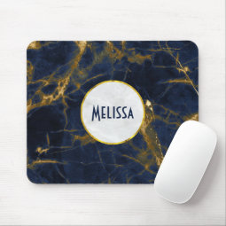 Navy Blue and Gold Marble Modern Stylish Mouse Pad | Zazzle