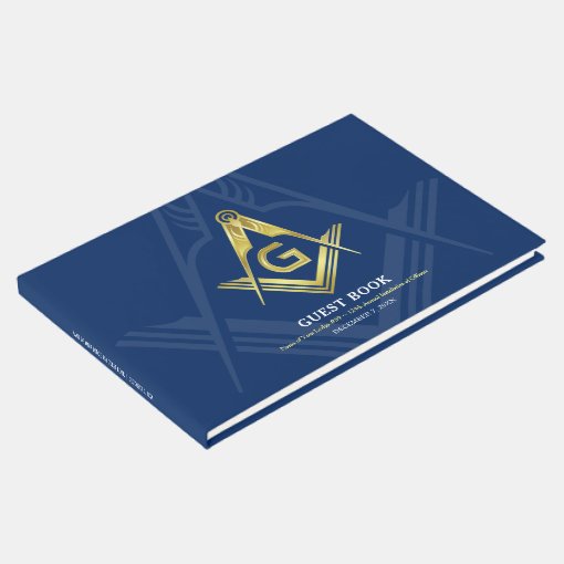 Navy Blue and Gold Masonic Guest Book | Freemason | Zazzle