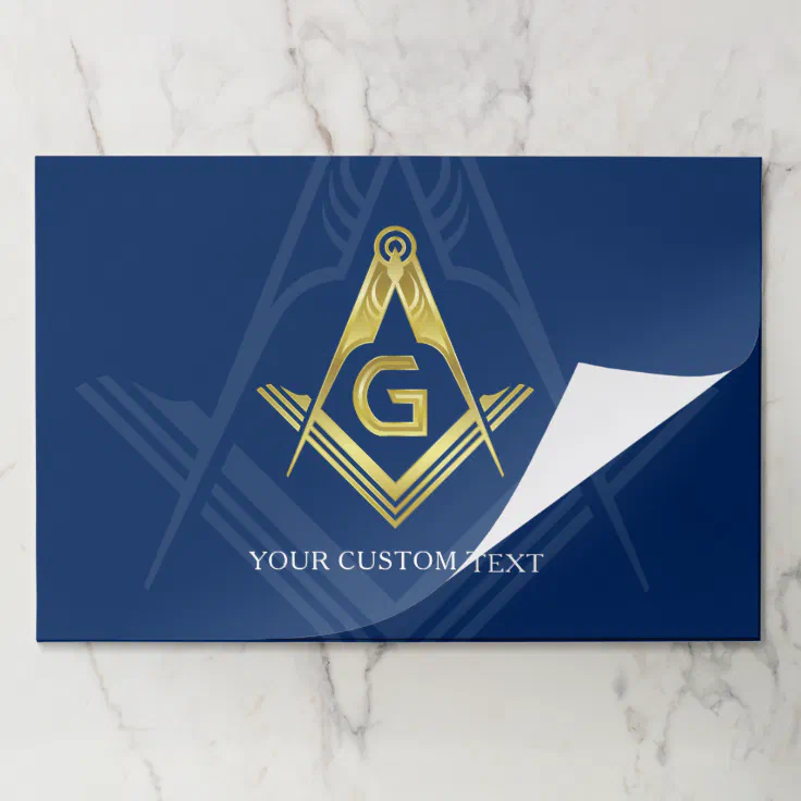 Navy Blue and Gold Masonic Template Paper Placemat | Zazzle