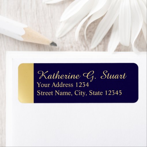 Navy Blue and Gold Modern Elegant Label | Zazzle