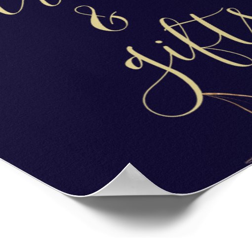 Navy Blue and Gold Modern Floral Cards & Gifts Poster | Zazzle