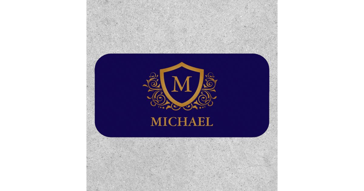 Navy Blue and Gold Personalized Monogram Name Patch | Zazzle