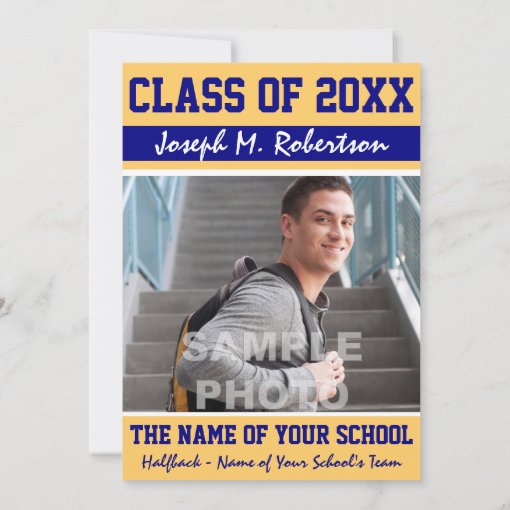 Navy Blue and Gold Team Graduation Team Spirit Invitation | Zazzle