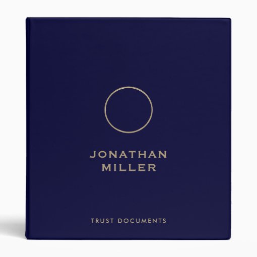 Navy Blue and Gold Trust Documents Binder | Zazzle
