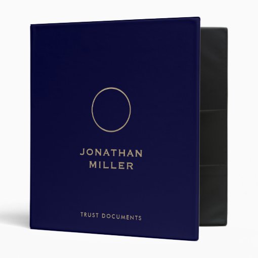 Navy Blue and Gold Trust Documents Binder | Zazzle