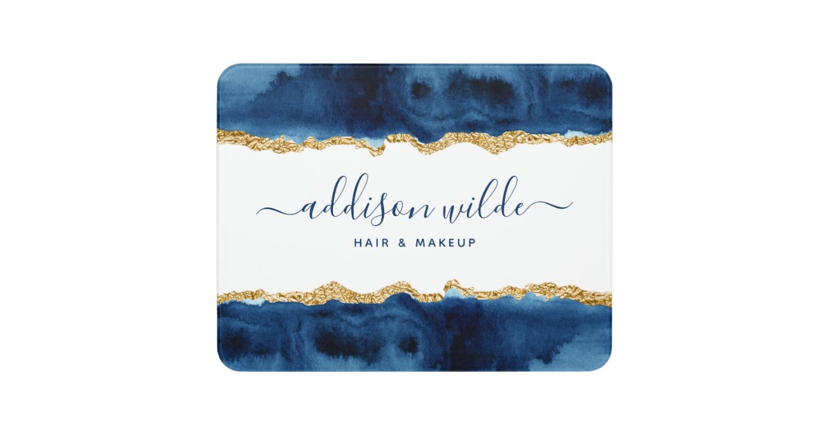 Navy Blue And Gold Watercolor Business Door Sign | Zazzle