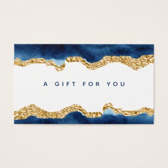 Navy Blue And Gold Watercolor Gift Card | Zazzle