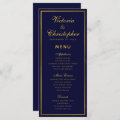 Navy Blue and Gold Wedding Dinner Menu | Zazzle