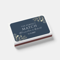 Navy Blue and Gold Wedding Favor Matchboxes | Zazzle
