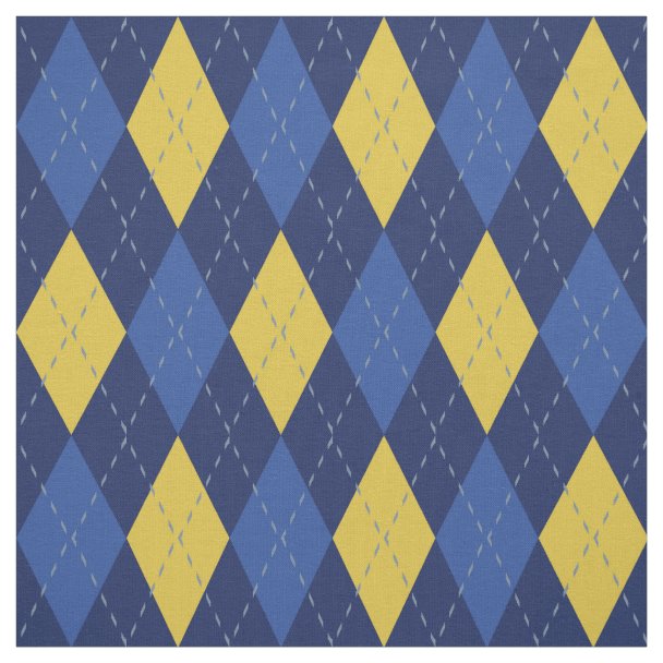 Steel Blue and White Argyle Pattern Fabric | Zazzle