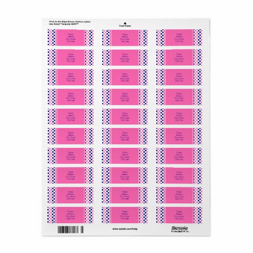 Navy Blue and Hot Pink Polka Dot Pattern Label | Zazzle