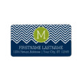 Navy Blue and Lime Green Chevrons Custom Monogram Label | Zazzle