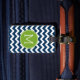 Navy Blue and Lime Green Chevrons Custom Monogram Luggage Tag | Zazzle