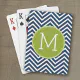 Navy Blue and Lime Green Chevrons Custom Monogram Poker Cards | Zazzle