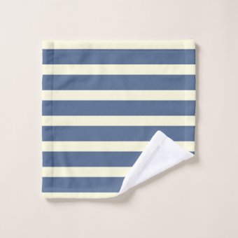 Navy blue and off-white stripes bath towel set | Zazzle