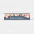 Navy Blue and painted flowers calligraphy name Desk Name Plate | Zazzle