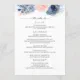 Navy Blue and Pink Floral Modern Wedding Menu | Zazzle