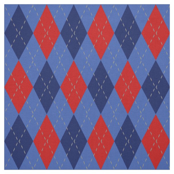 Red Argyle Pattern Fabric | Zazzle