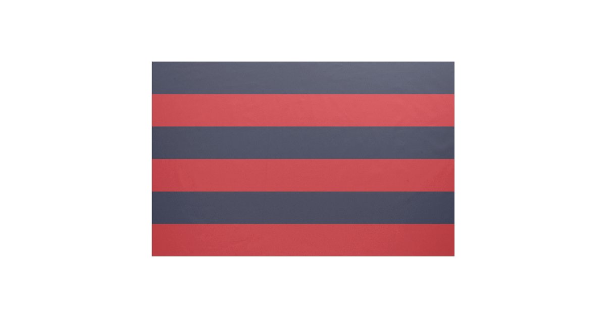Navy Blue and Red Wide Stripes Large Scale Fabric | Zazzle