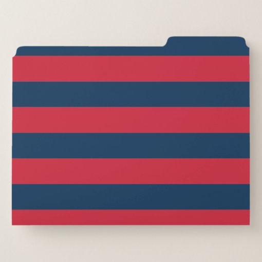 Navy Blue and Rugby Stripes with Custom Name File Folder | Zazzle
