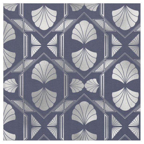 Fabric - Art Deco Blue & Gold Mirrored | Zazzle