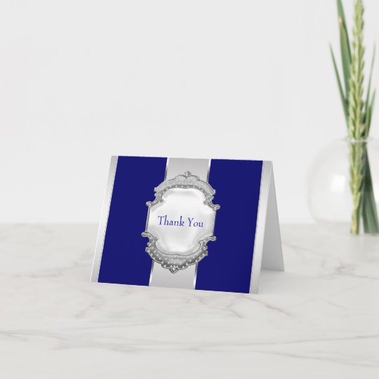 Navy Blue and Silver Thank You Cards | Zazzle.com