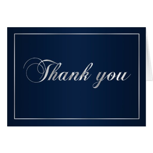 Navy Blue and Silver Thank You Note Cards | Zazzle