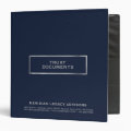Navy Blue and Silver Trust Documents 3 Ring Binder | Zazzle