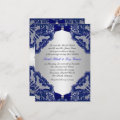 Navy blue and Silver Wedding Invitation | Zazzle