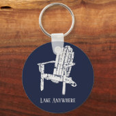 Navy Blue and White Adirondack Chair Personalized Keychain | Zazzle