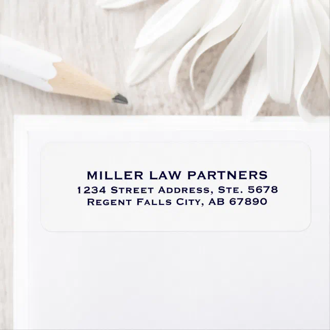 Navy Blue and White Attorney Return Address Label | Zazzle