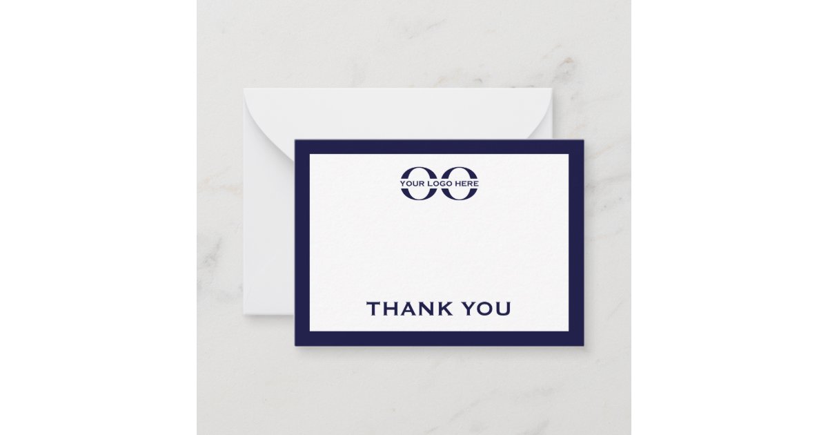 Navy Blue and White Business Logo Thank You Card | Zazzle