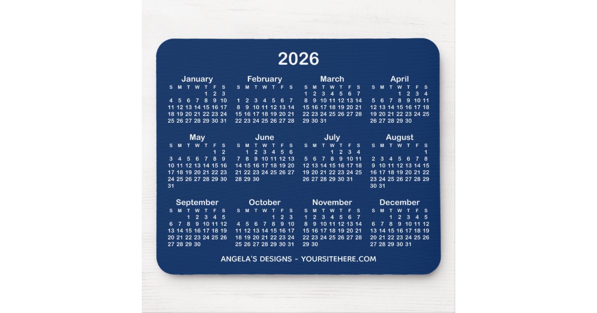 Navy Blue and White Calendar Promotional Mouse Pad | Zazzle