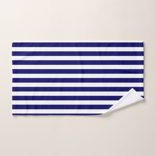 Navy blue and white candy stripes bath towel set | Zazzle