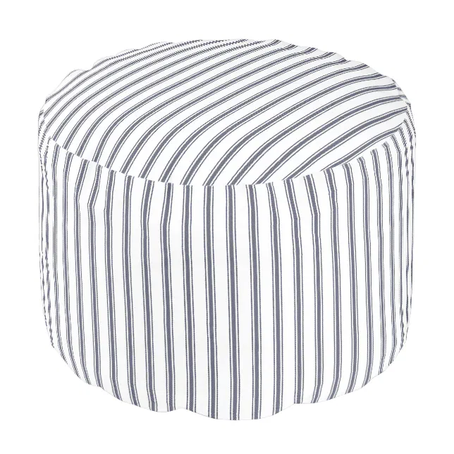 Navy Blue and White Classic Ticking Stripes Pouf | Zazzle