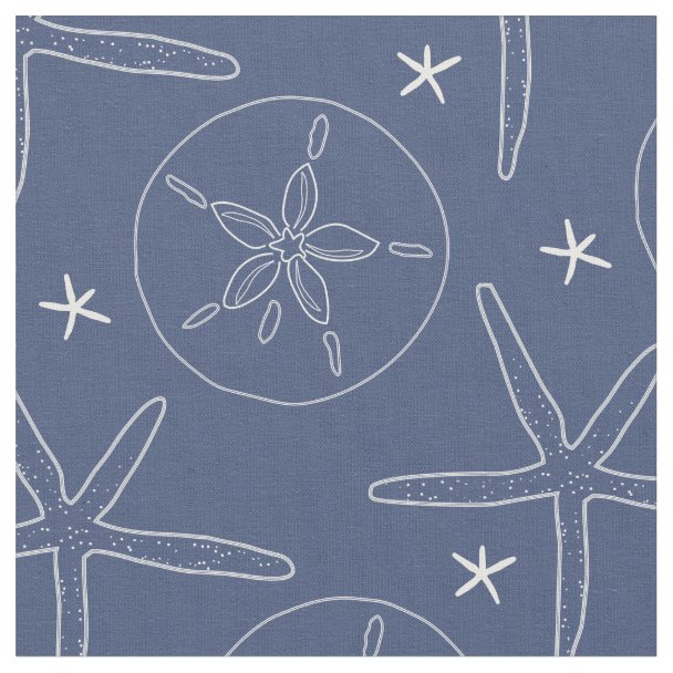 Starfish Navy Blue Beach Fabric | Zazzle