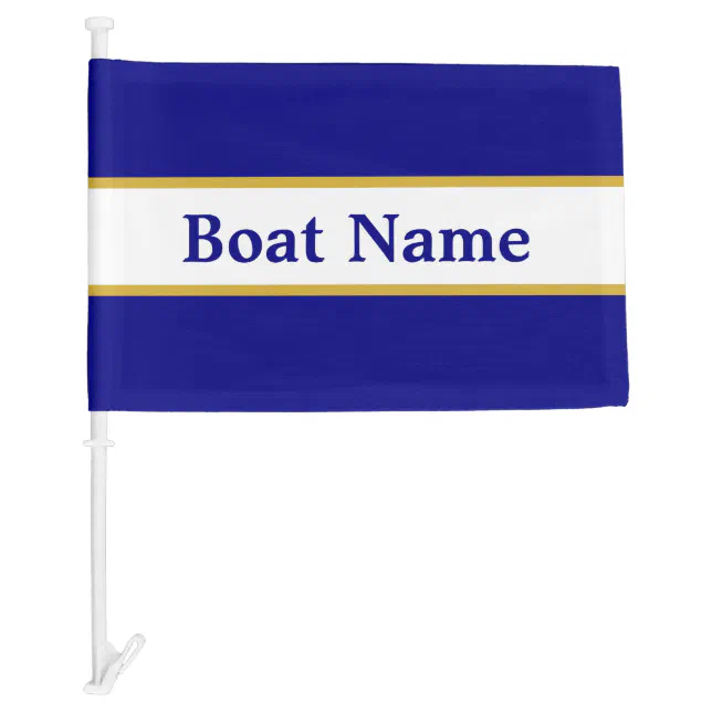 Navy Blue and White Custom Boat Name Car Flag | Zazzle