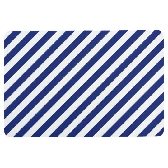 Navy Blue and White Diagonal Stripes Pattern Floor Mat | Zazzle.com