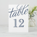 Navy Blue and White Elegant Script Table Numbers | Zazzle