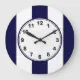 Navy Blue and White Extra Large Stripe Pattern Large Clock | Zazzle