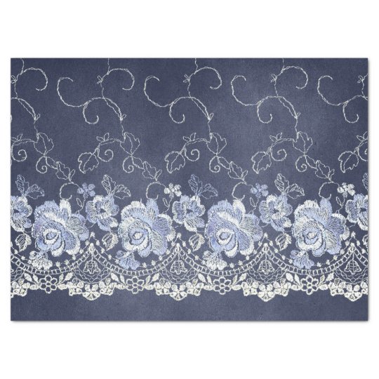 Navy Blue and White Lace Decoupage Tissue Paper | Zazzle.com